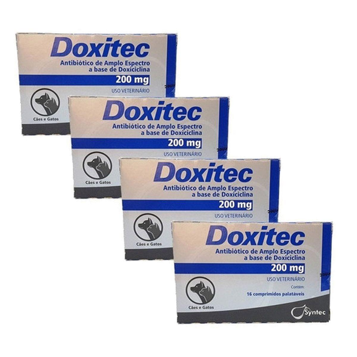 Doxitec 200mg 16 Comprimidos Kit 4 Cx Syntec Cães E Gatos - Farmácia ...