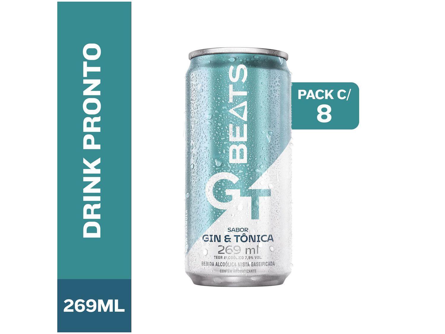 Drink Pronto Beats Drinks GT Sabor Gin e Tônica 269ml Lata 8 Unidades