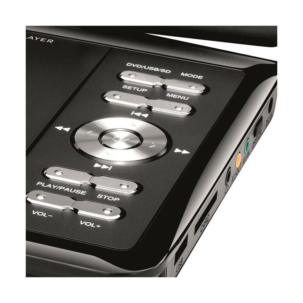 DVD Player D-08 Portátil Play Action, Tela Giratória de 7” , Entrada ...