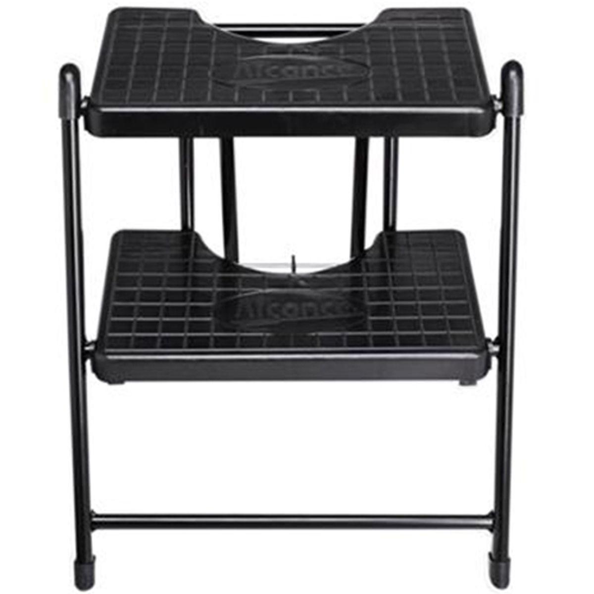 Escada Banqueta 2 Degraus Dobrável Compacta Preta 120kg - Anodilar - Escadas - Magazine Luiza