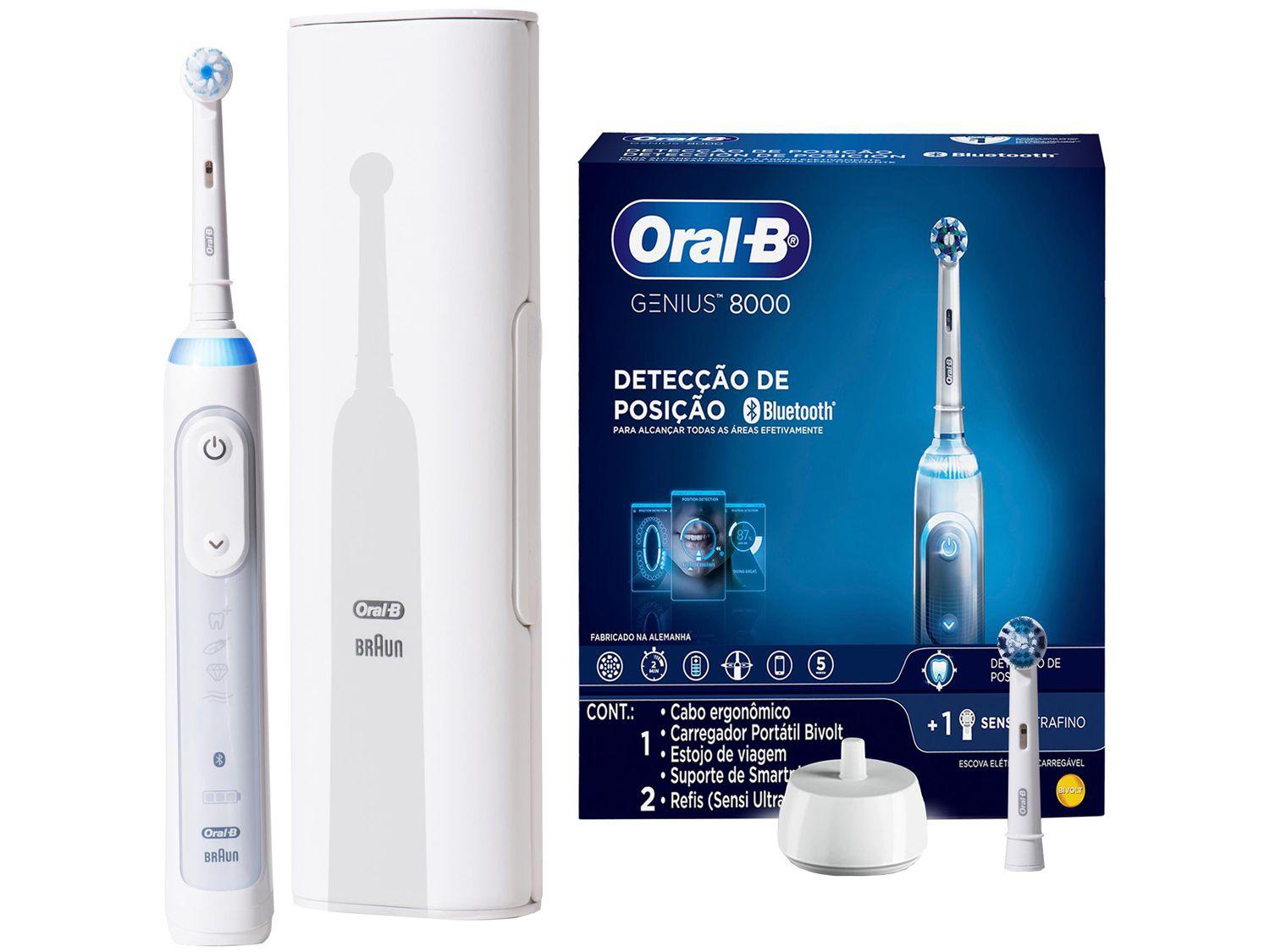 Escova de Dente Elétrica Recarregável Oral-B - Genius 8000 com Estojo ...