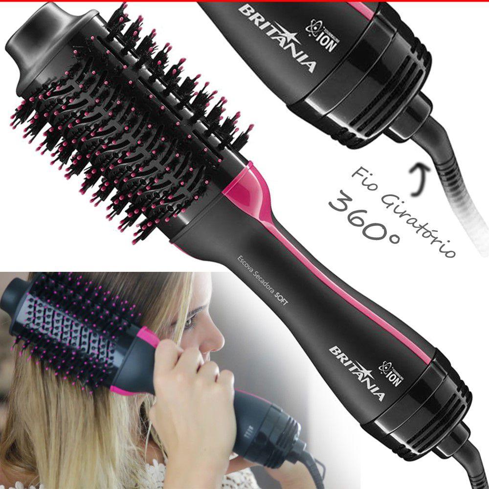 Escova Secadora Modeladora 1200w Soft BEC02 Íon Britania 220 - Escova ...