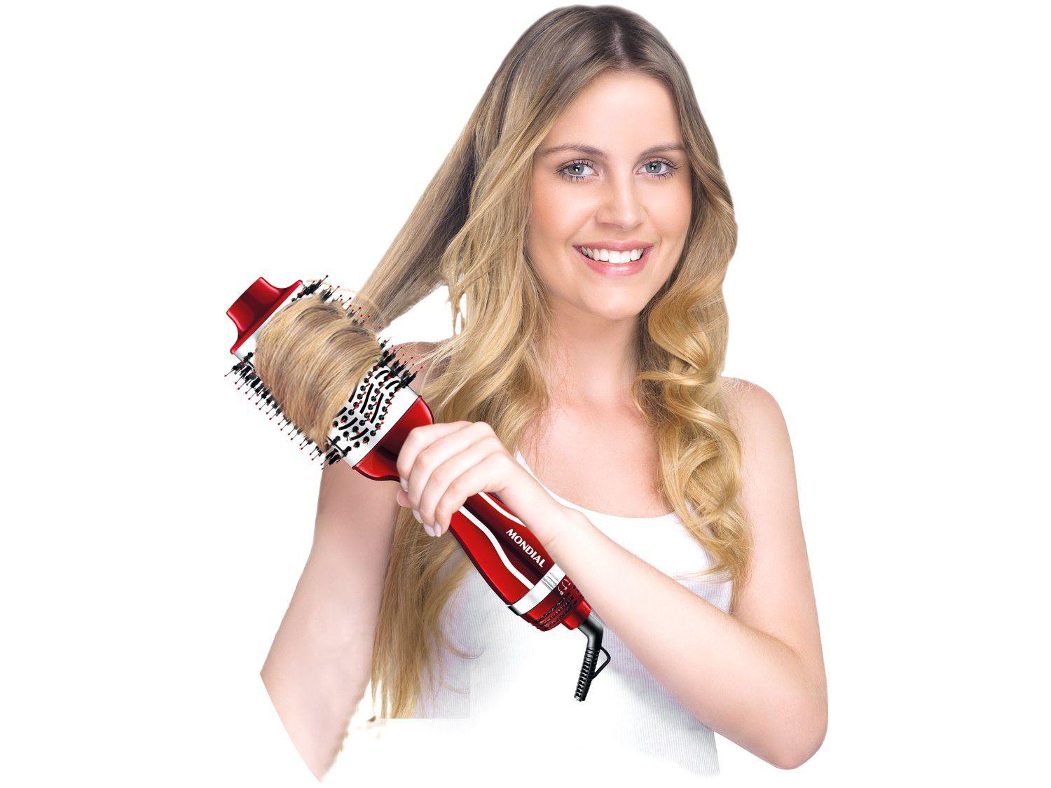 Escova Secadora Mondial 1200W com Íons - 3 Velocidades Silver Red ES-07 ...