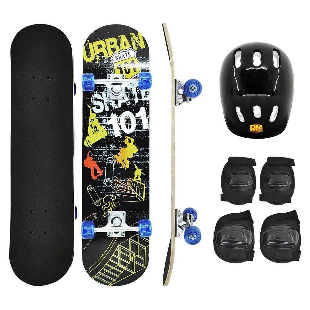Esqueite Skateboard Infantil Completo Kit Proteção Bag 50Kg - DM Toys ...