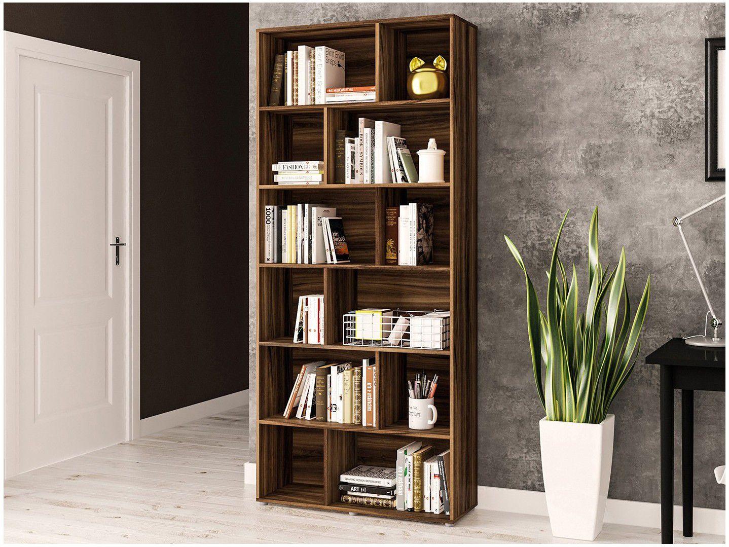 Estante 12 Nichos Politorno - Xangai - Livreiro / Estante para Livros ...