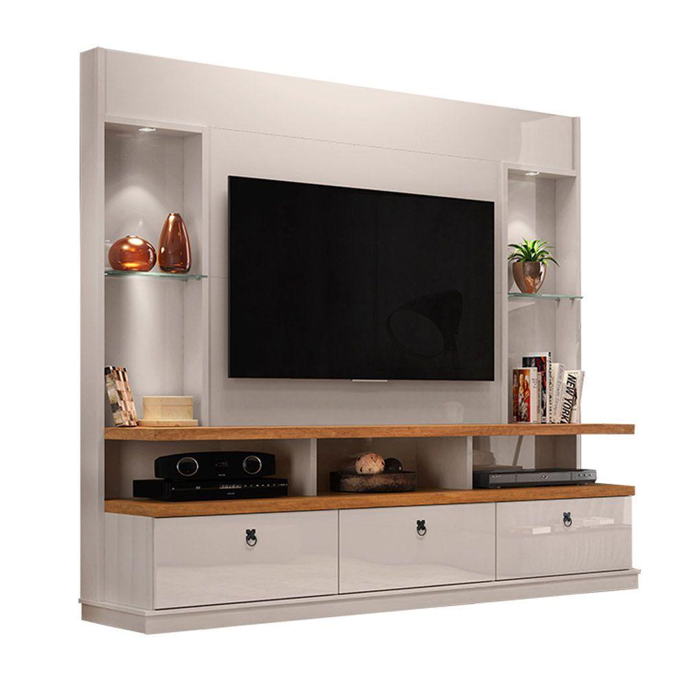 Estante Home Dinamarca Off White/Amêndoa para TVs até 55 Polegadas ...