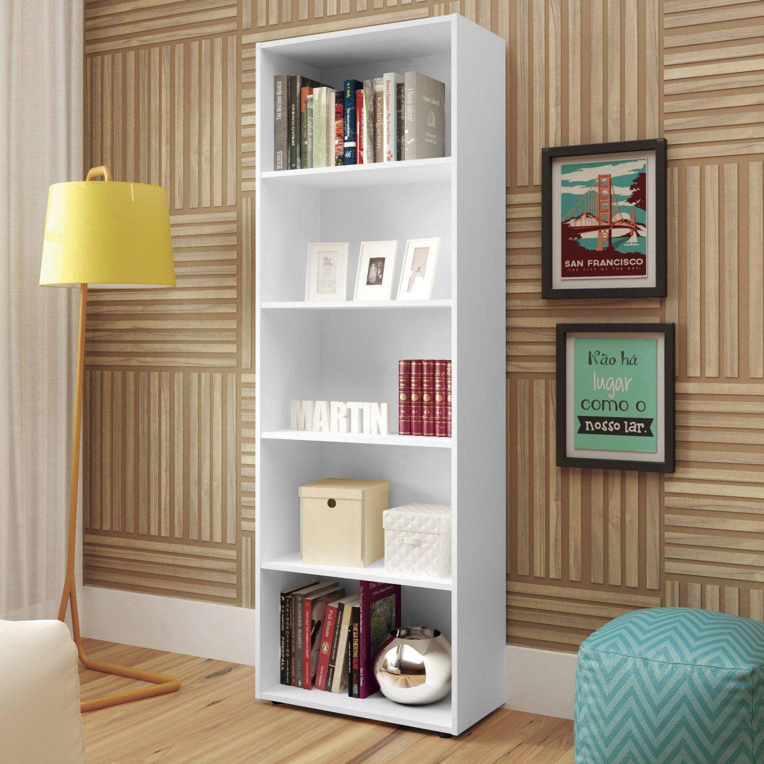 Estante para Livros 5 Prateleiras Multy Artely Branco - Livreiro ...