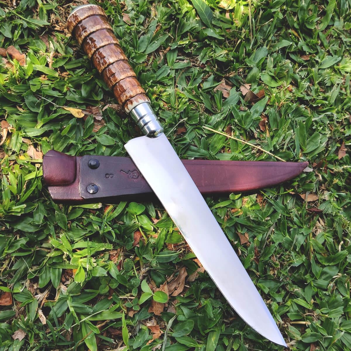 Faca Churrasco N 8 Aço Inox Cabo Rabo De Tatu Bainha Couro - Facas ...