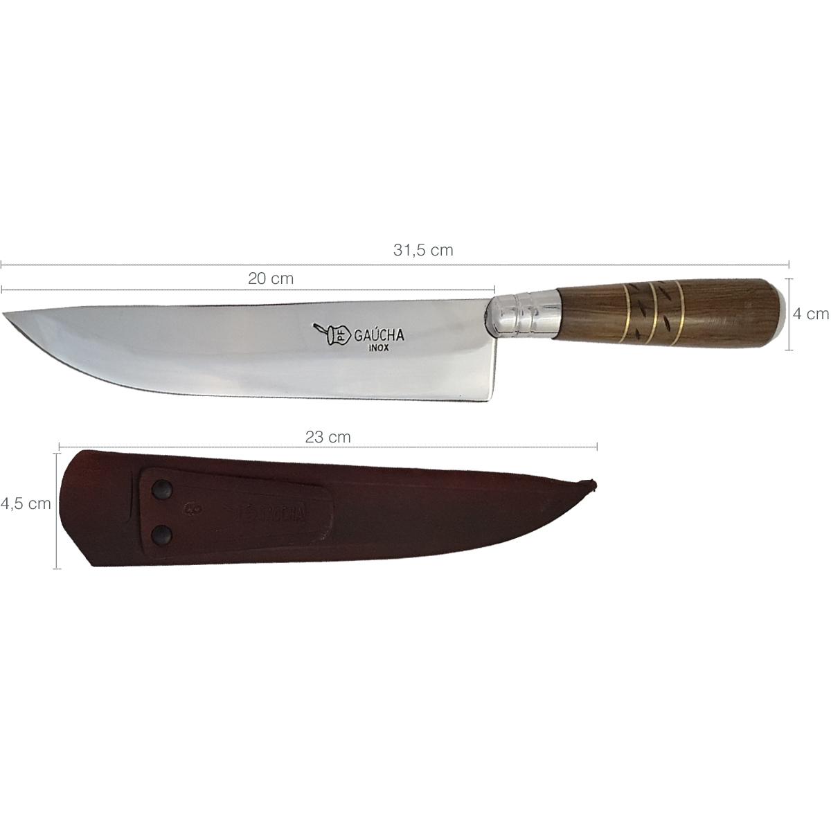 Faca Gaúcha 8” Aço Inox Churrasco Cabo Madeira Trabalhado - Facas ...