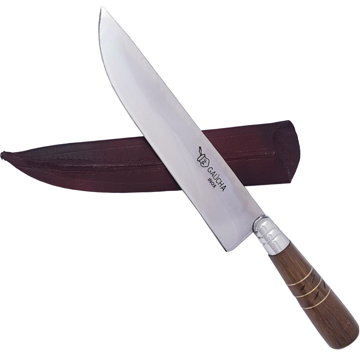 Faca Gaúcha 8” Aço Inox Churrasco Cabo Madeira Trabalhado - Facas ...