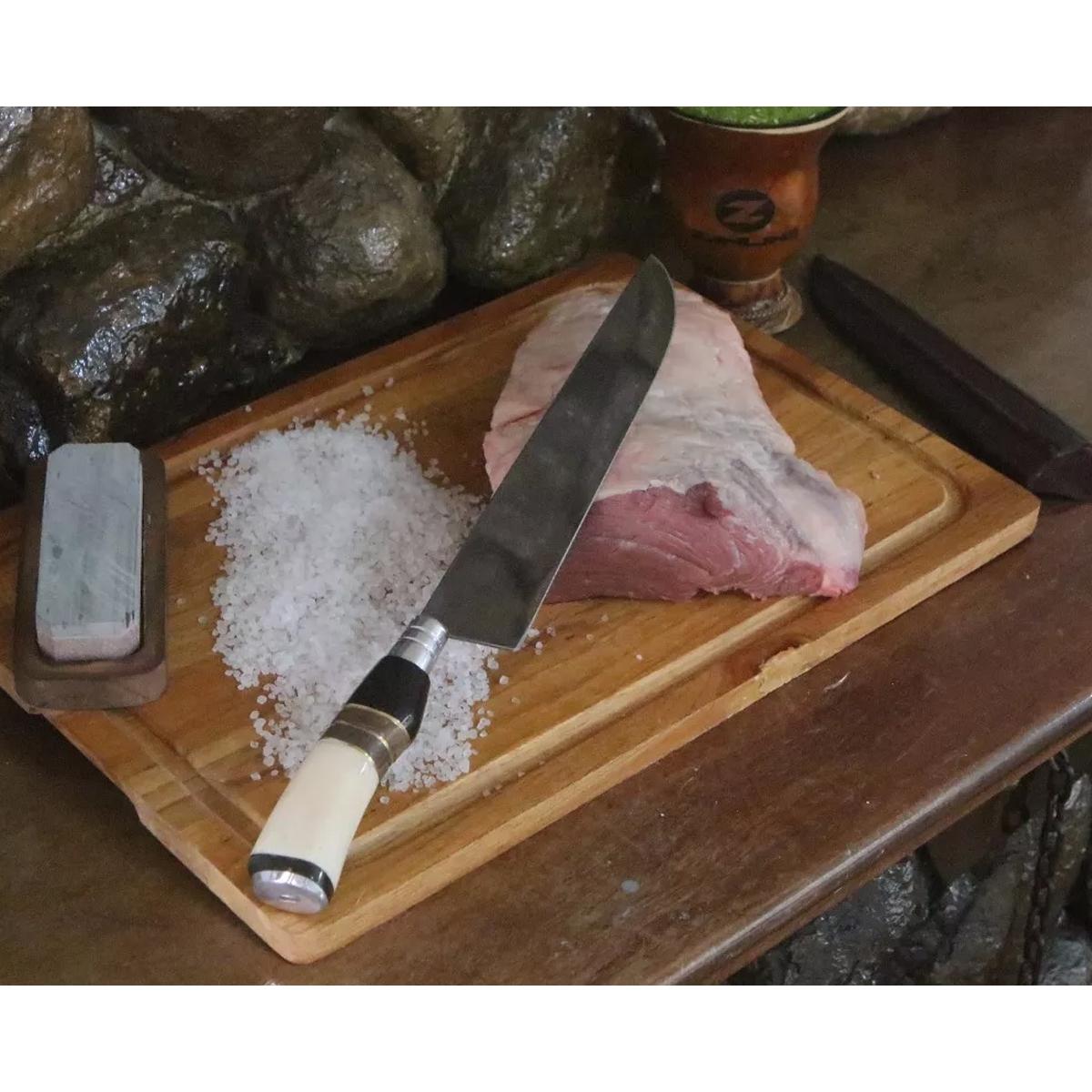 Faca Gaúcha Churrasco 8” Inox Cabo Curvo Chifre Madeira Osso - Facas ...