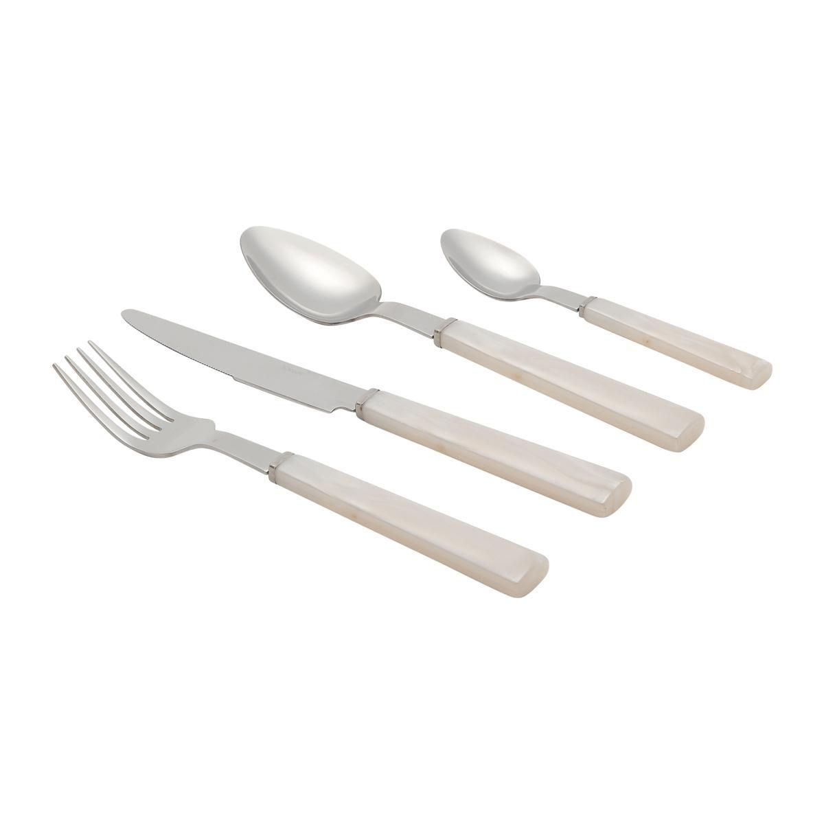 Faqueiro 24 pcs de aço inox c/cabo perolado branco - Wolff - Faqueiros ...