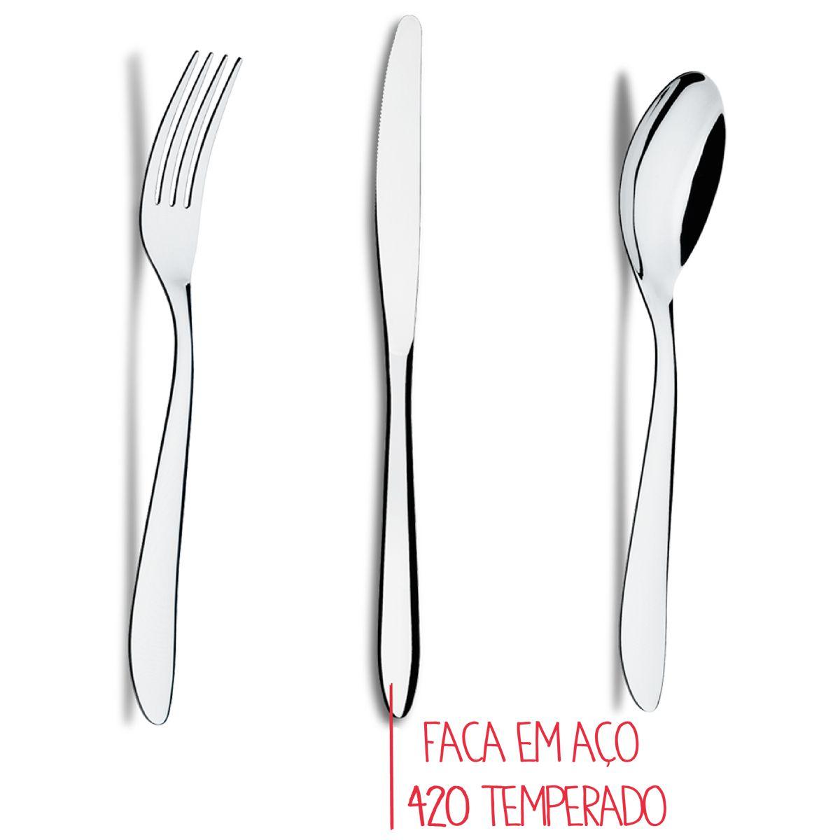 Faqueiro 90 Peças Conjunto de Talher Inox Faca Garfos Concha - Brinox ...