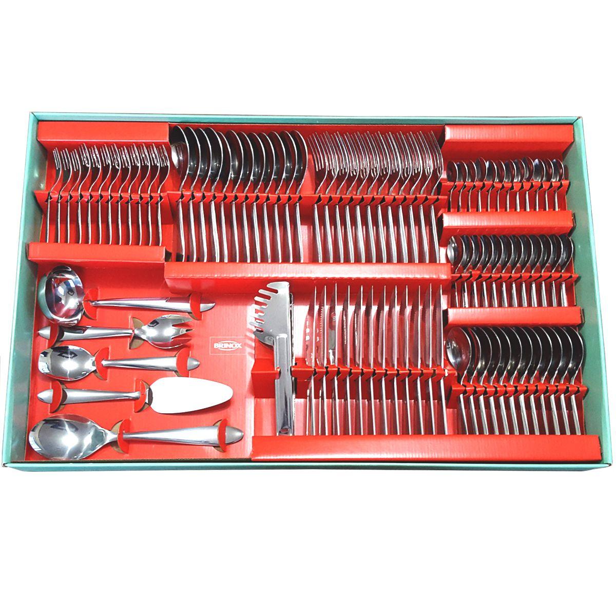 Faqueiro 90 Peças Conjunto de Talher Inox Faca Garfos Concha - Brinox ...