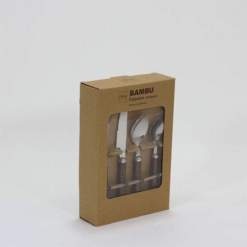 Faqueiro Bambu Moka Inox 24 Perças - Home Style - Faqueiros - Magazine ...