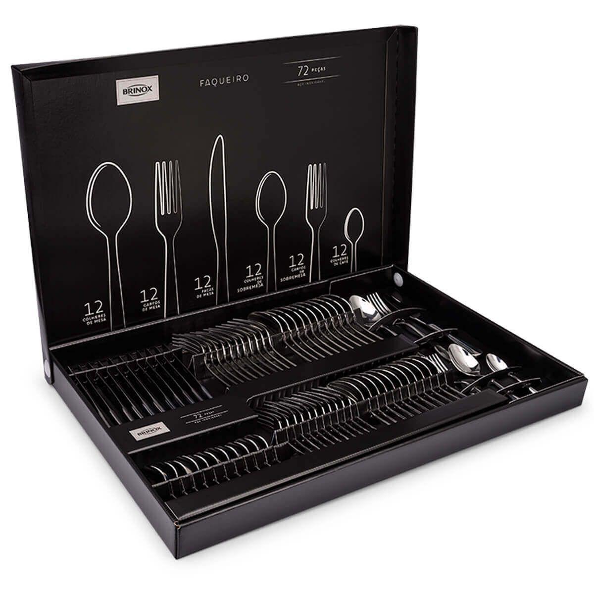 Faqueiro Conjunto Talheres Inox 72 Peças Faca Garfos Colheres - Brinox ...