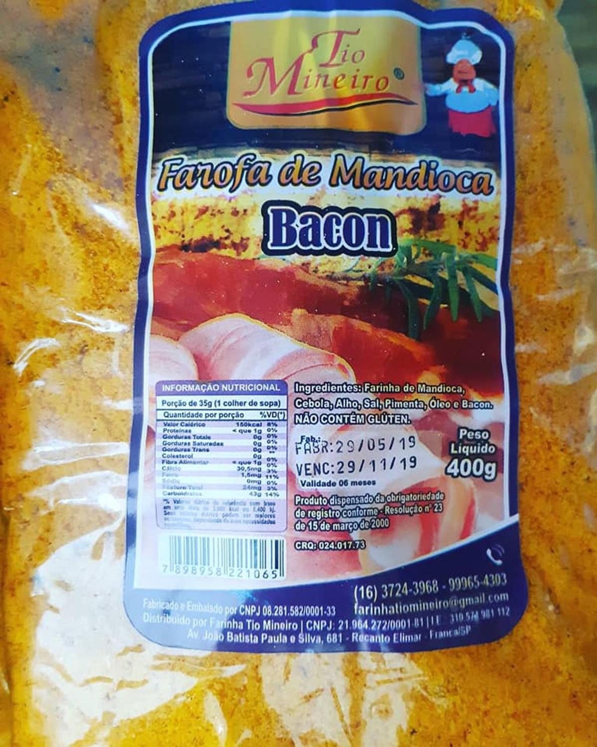 Farinha de Mandioca Temperada Tio Mineiro Sabor Bacon - Farinha ...