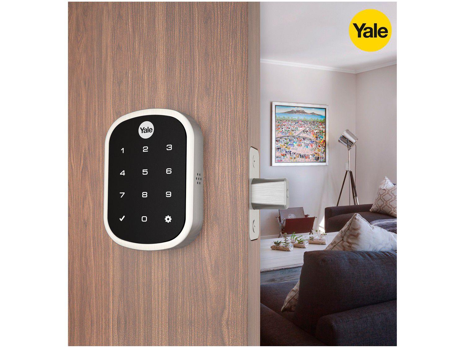Fechadura Digital Yale YRD 256 com Senha Interna de Embutir Preta Compatível com Alexa