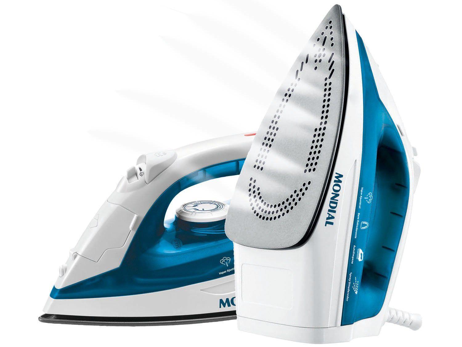 Ferro de Passar Roupa a Vapor - Mondial F-32 Branco e Azul - Ferro a ...