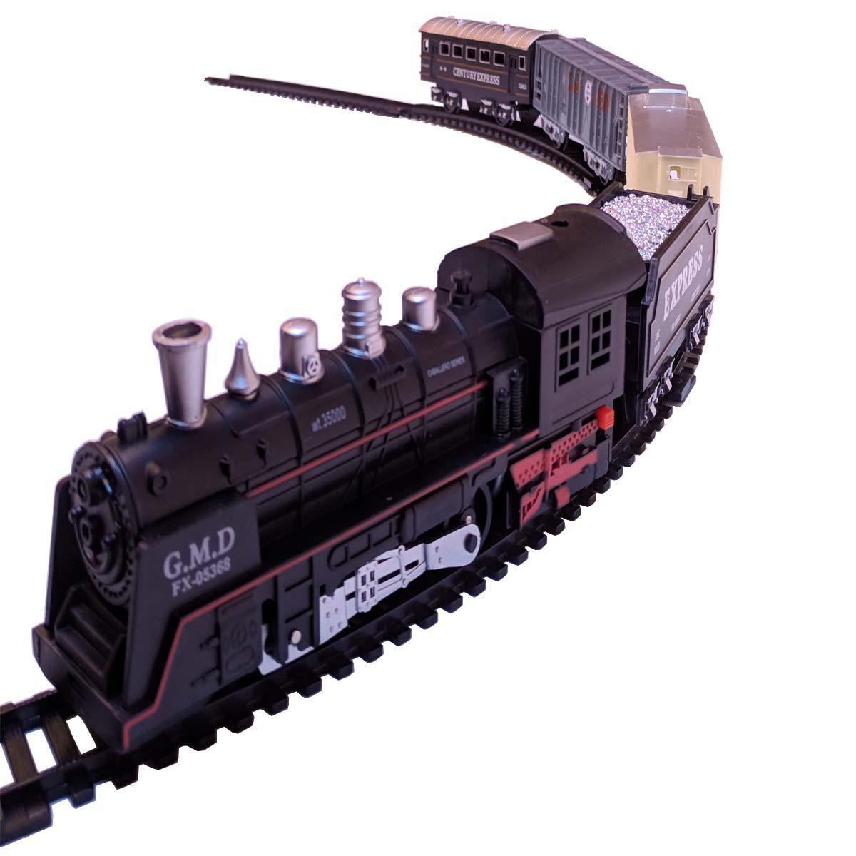 Ferrorama Trem A Pilhas Máquina Locomotiva Pista Som E Luz - Dmtoys ...
