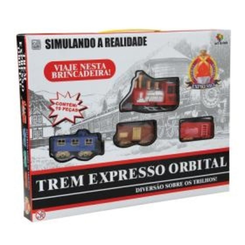 Ferrorama trem eletrico maquina locomotiva com trilhos e vagoes orbital ...