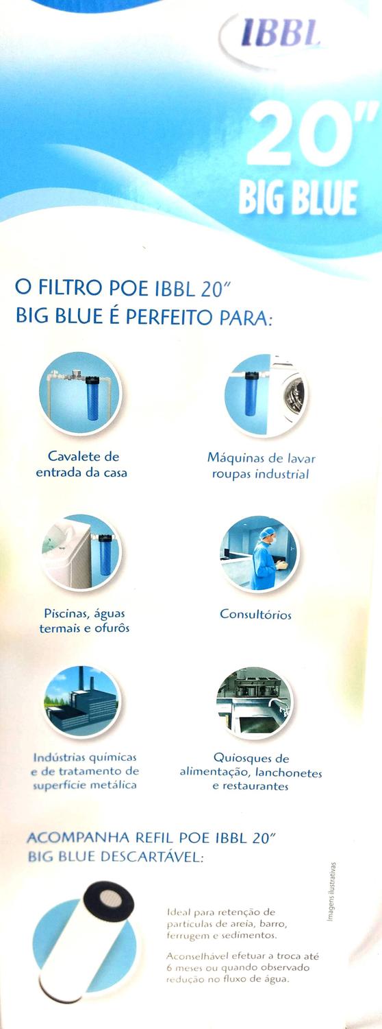 Filtro Big Blue 20” com Refil Plissado Lavável 20” IBBL - Peças para ...