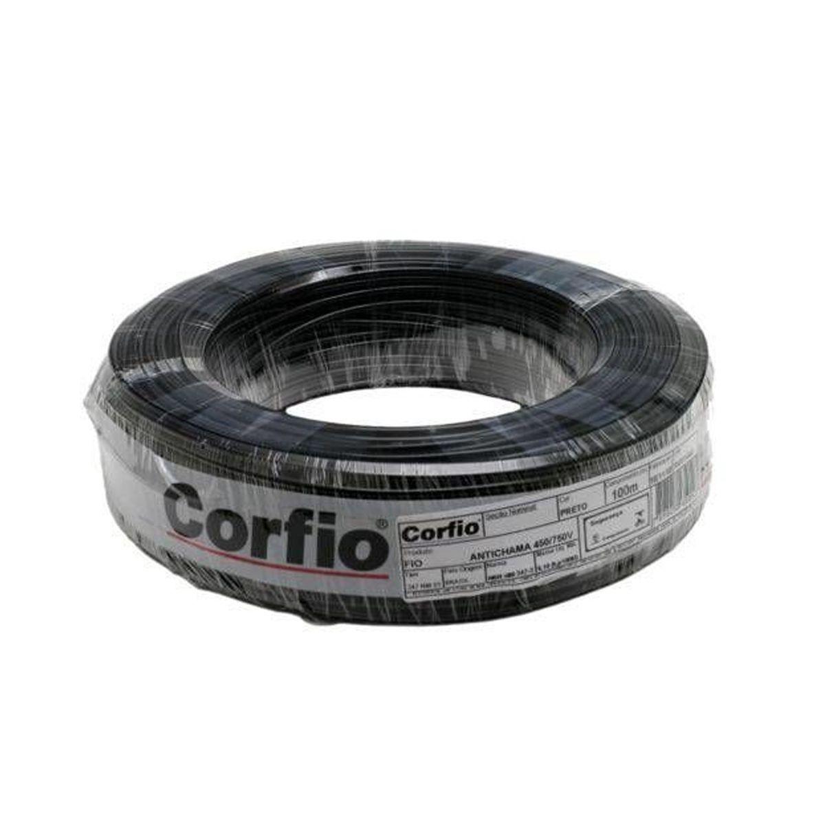 Fio 2,5mm CorFio Cabo Flexível Rolo De 100metros Antichama Corfio Preto ...