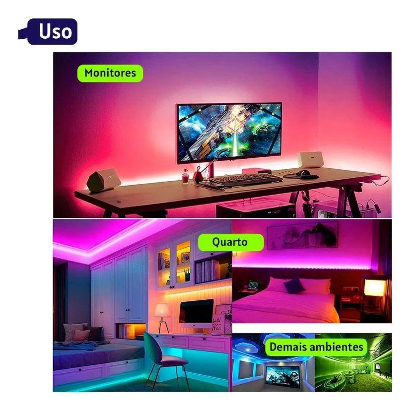 Fita Led 5050 Rgb Colorida Com Cola 20m Kit Completo com 4 Fonte - 4 Controle - LUATEK - Fita de ...
