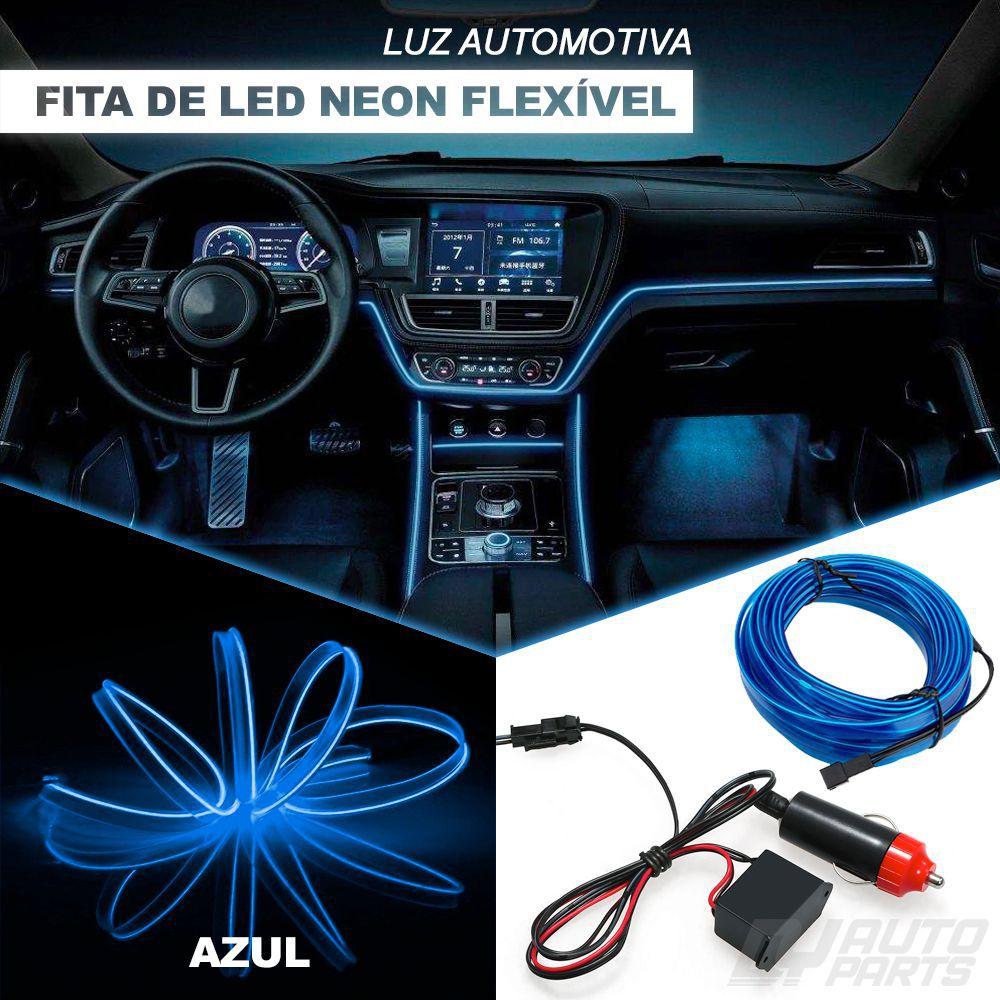 Fita LED Automotiva Luz Neon Interna Azul Painel e Portas Carro Tunning ...