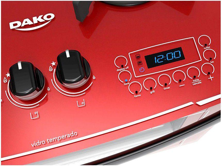 Fogão 4 Bocas de Embutir Dako Vermelho com Grill - Dakolors DE4VTP-HC0 4Q - Fogão 4 Bocas ...