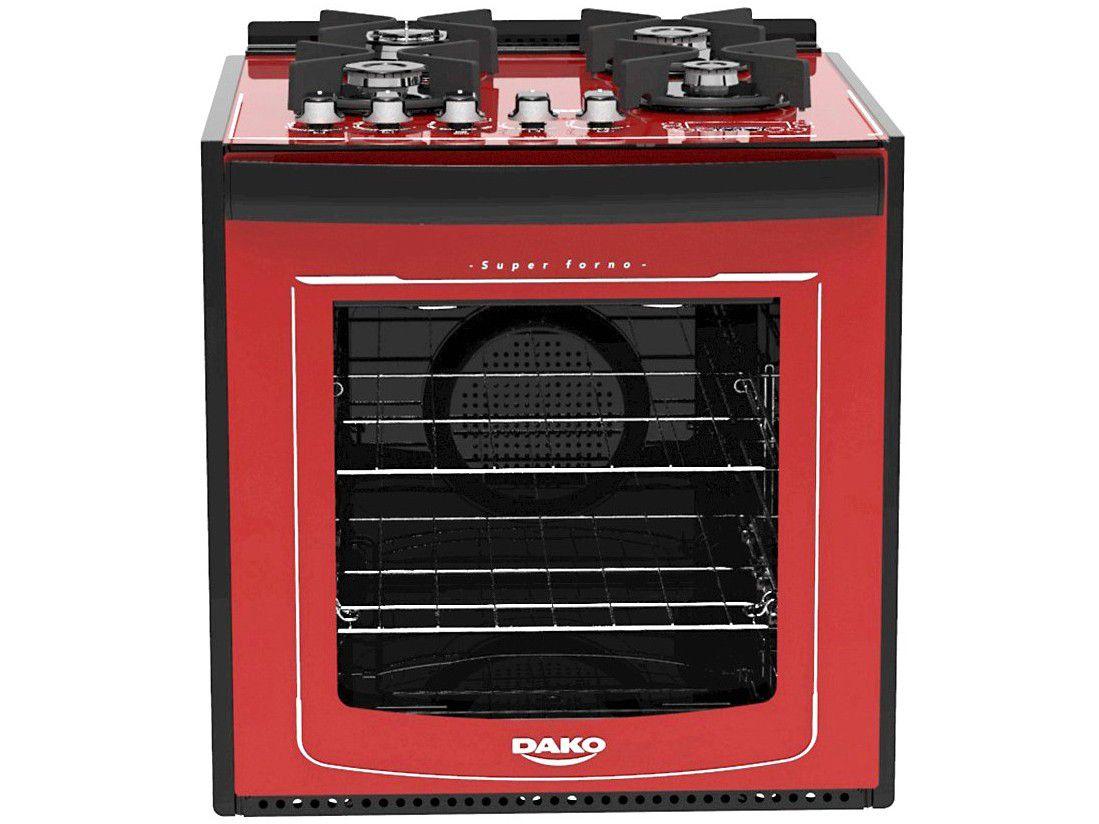 Fogão 4 Bocas de Embutir Dako Vermelho com Grill - Dakolors DE4VTP-HC0 4Q - Fogão 4 Bocas ...
