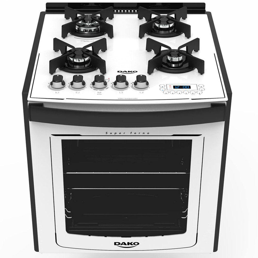 Fogão de Embutir 4 Bocas Dako Glass Dakolors com Mesa de Vidro e Display Digital - Fogão 4 Bocas ...