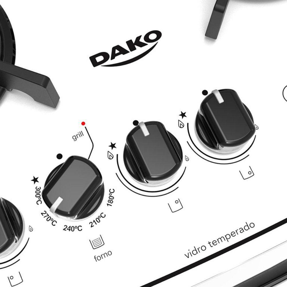 Fogão de Embutir 4 Bocas Dako Glass Dakolors com Mesa de Vidro e Display Digital - Fogão 4 Bocas ...