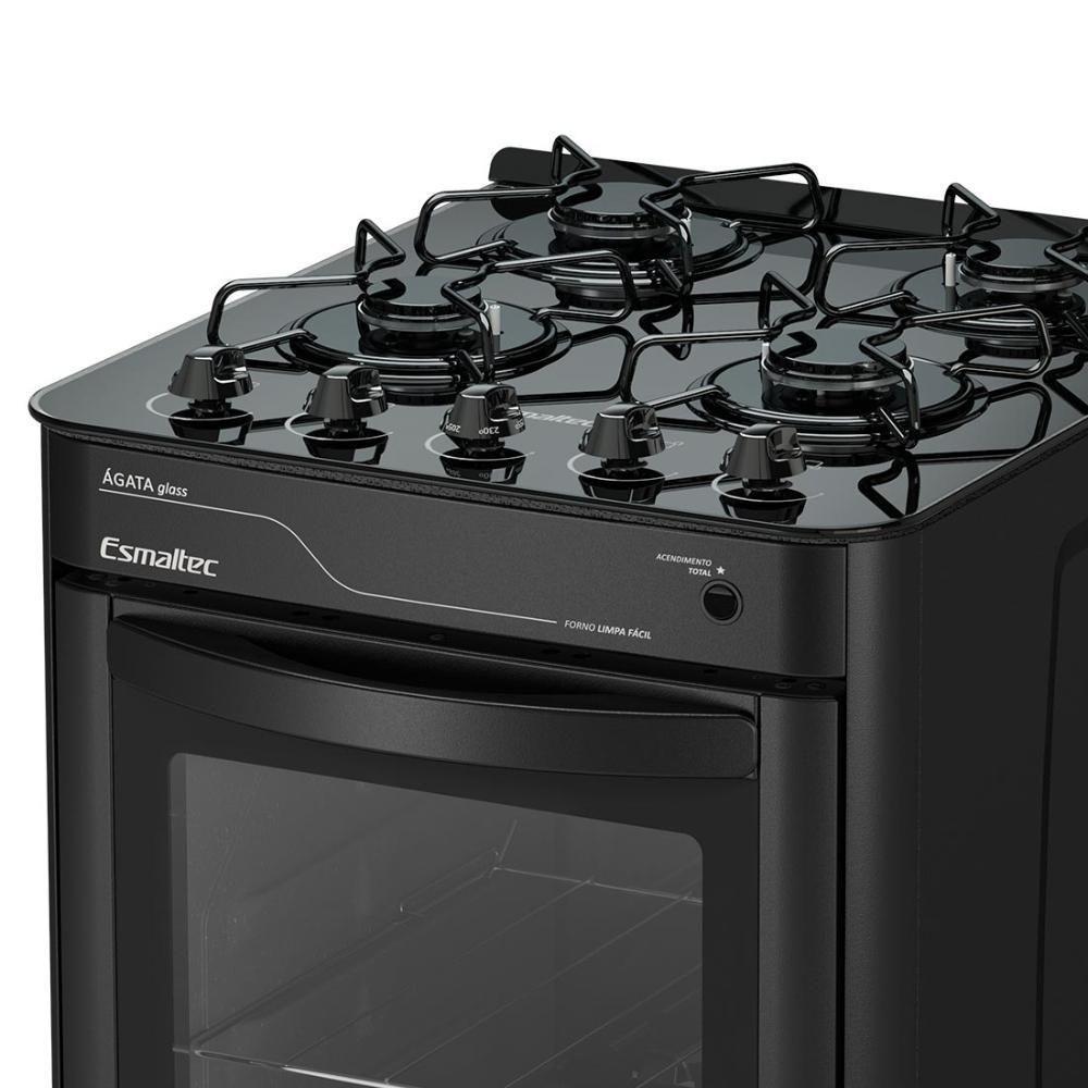 Fogão de Piso Esmaltec 4 Bocas Agata Glass Preto Bivolt - Fogão 4 Bocas ...