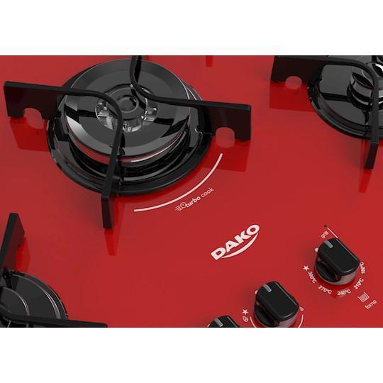 Fogão Embutir Dako Vermelho 5 bocas mesa de vidro Dakolors - Bivolt - Fogão 5 Bocas - Magazine Luiza