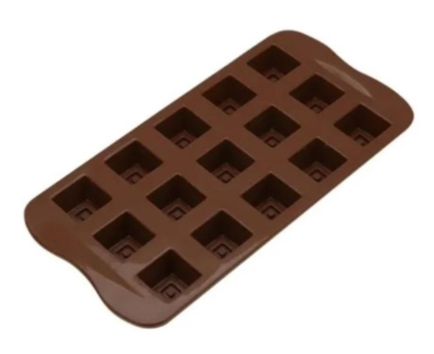 Forma Chocolate Em Silicone Quadrado 12 Cavidades - Chicky Formas ...