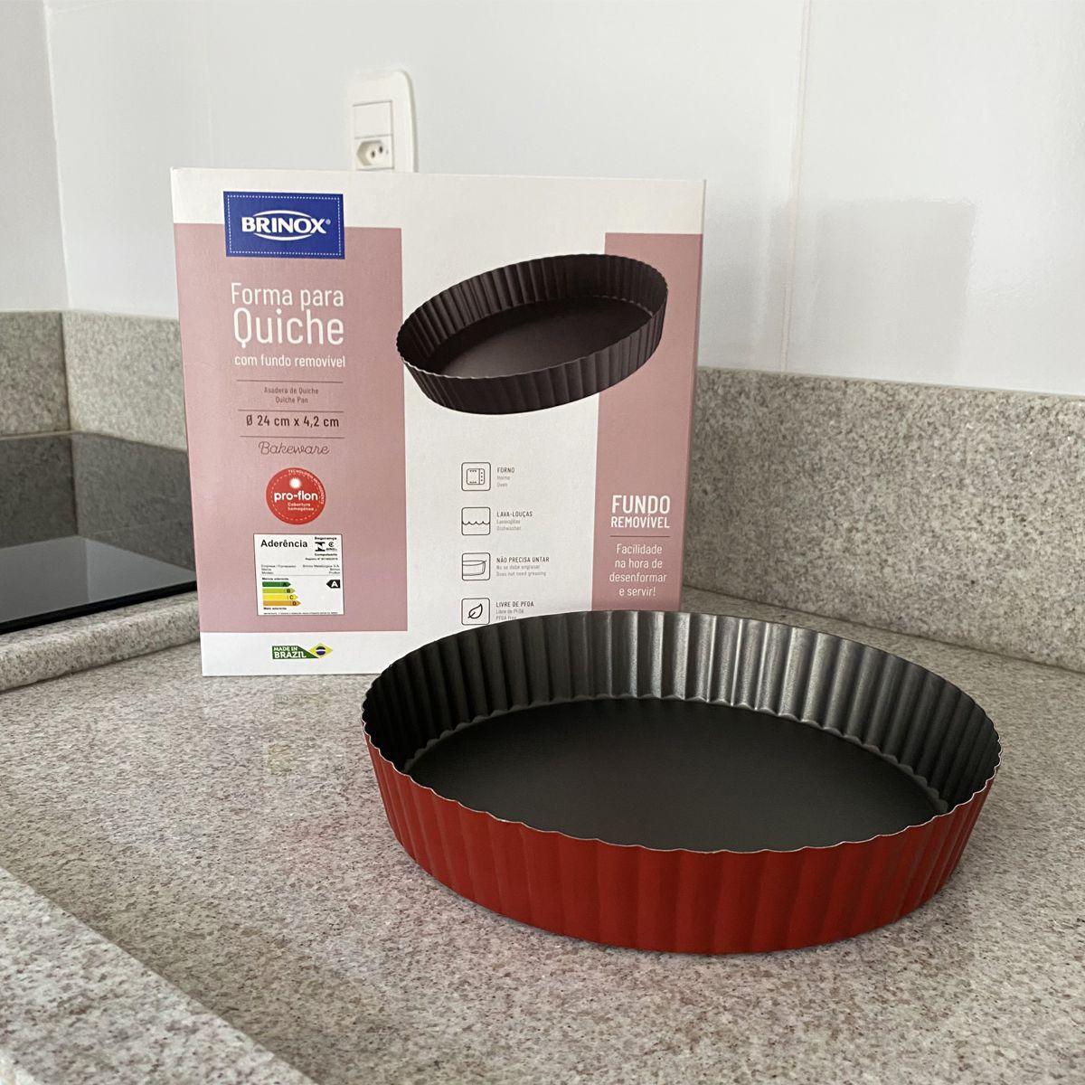 Forma Com Fundo Removível Para Quiche Alumínio Antiaderente 24cm Brinox ...