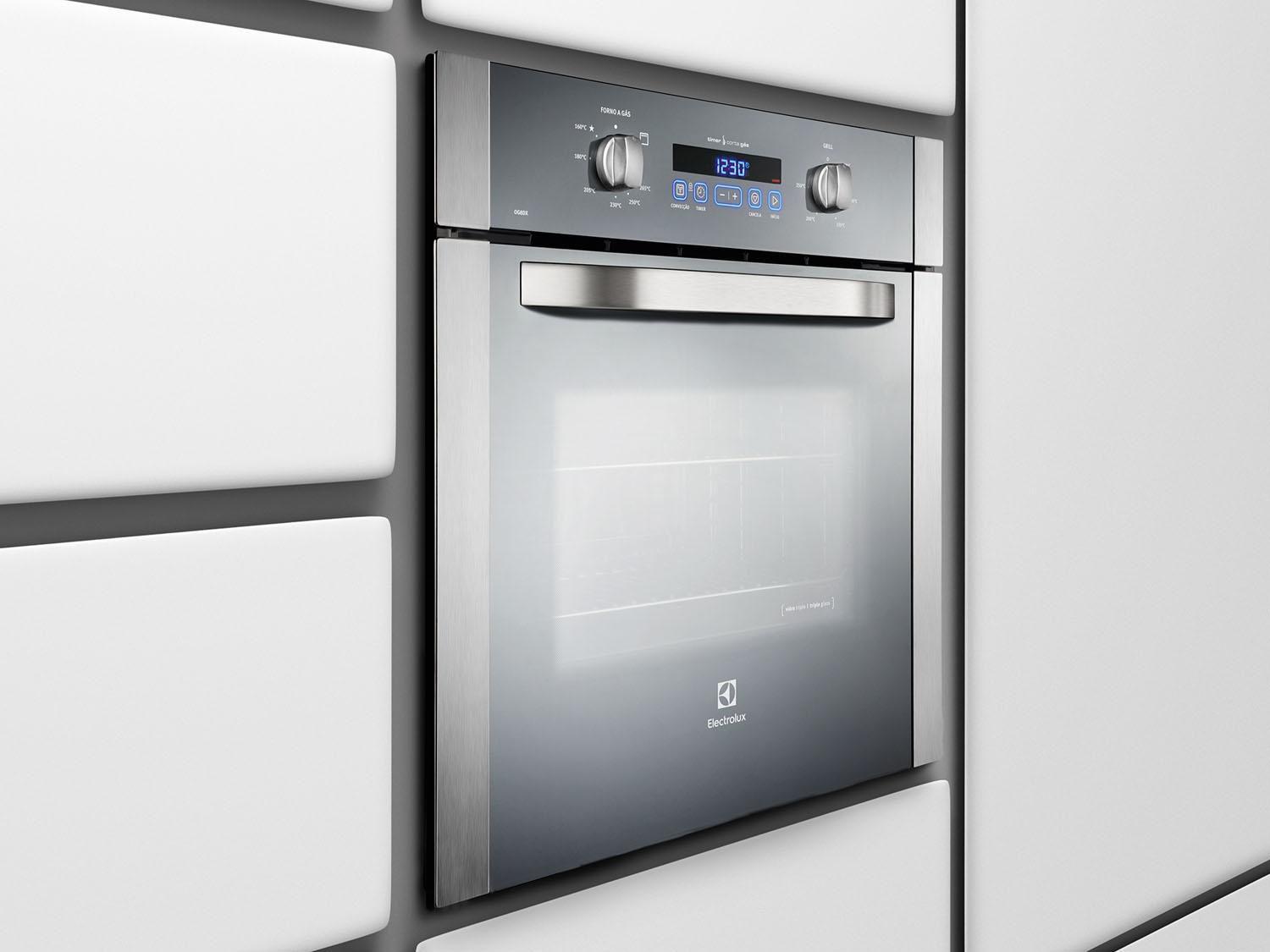 Forno de Embutir a Gás Electrolux Og8dx Inox 73L - Grill Timer - Forno ...