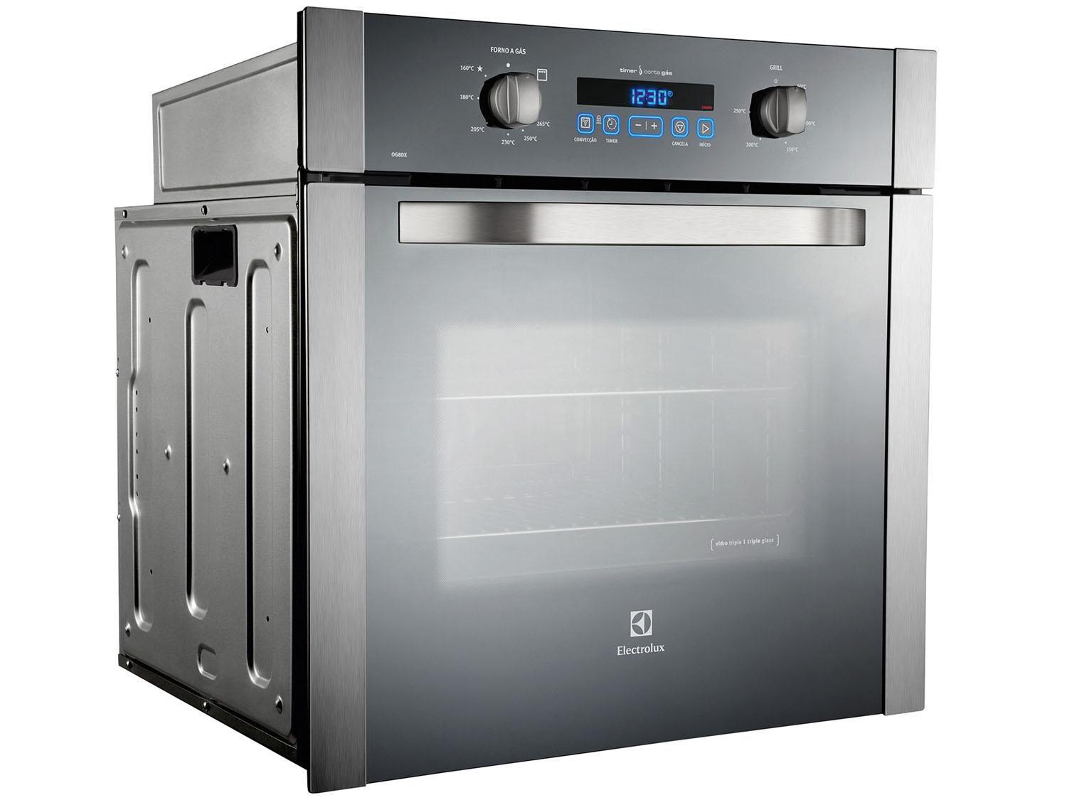 Forno de Embutir a Gás Electrolux Og8dx Inox 73L - Grill Timer - Forno ...