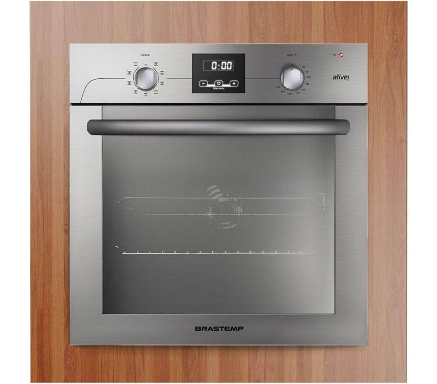 Forno de embutir elétrico Brastemp 60 litros cor Inox com convecção e ...