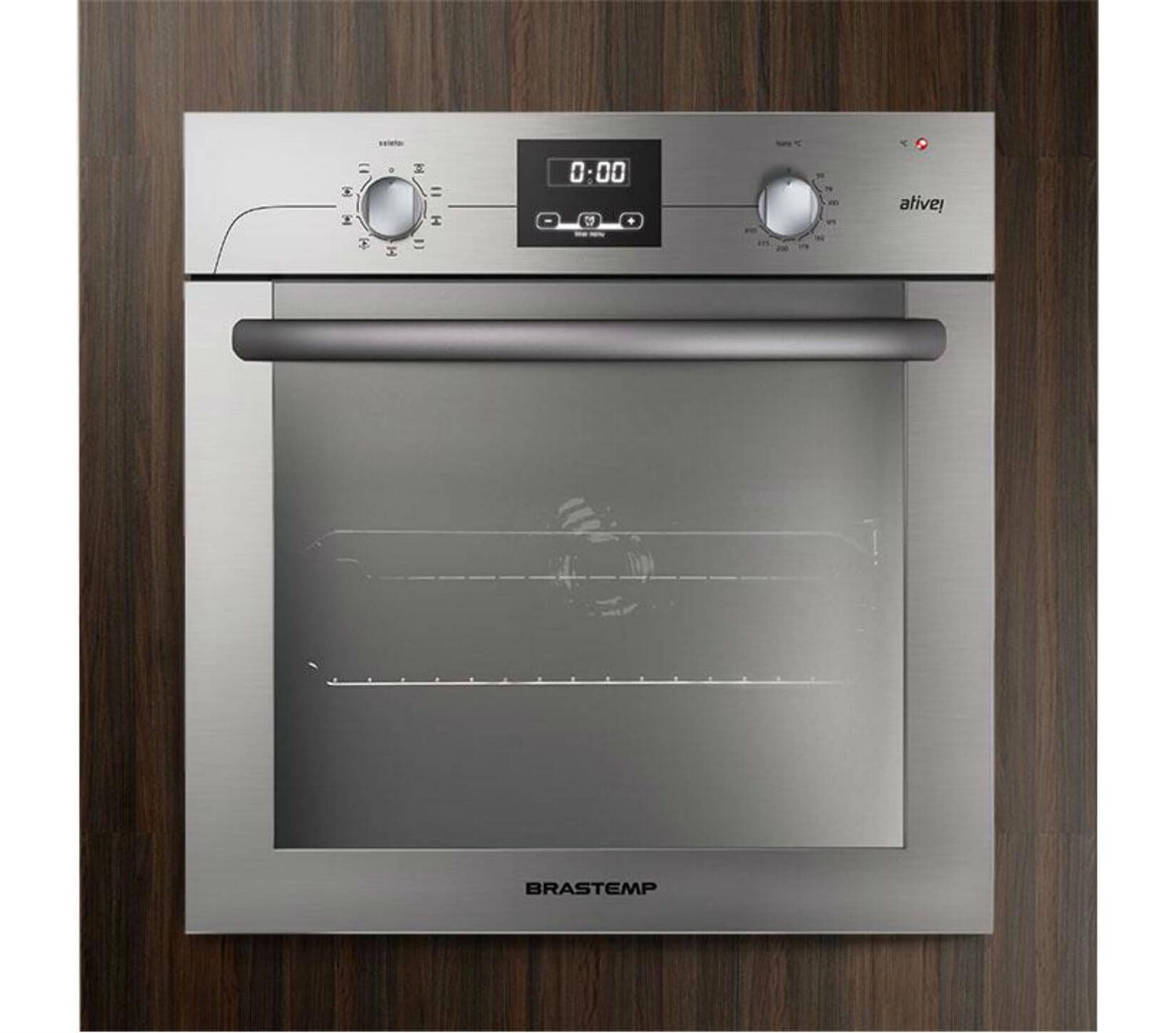 Forno de embutir elétrico Brastemp 60 litros cor Inox com convecção e ...