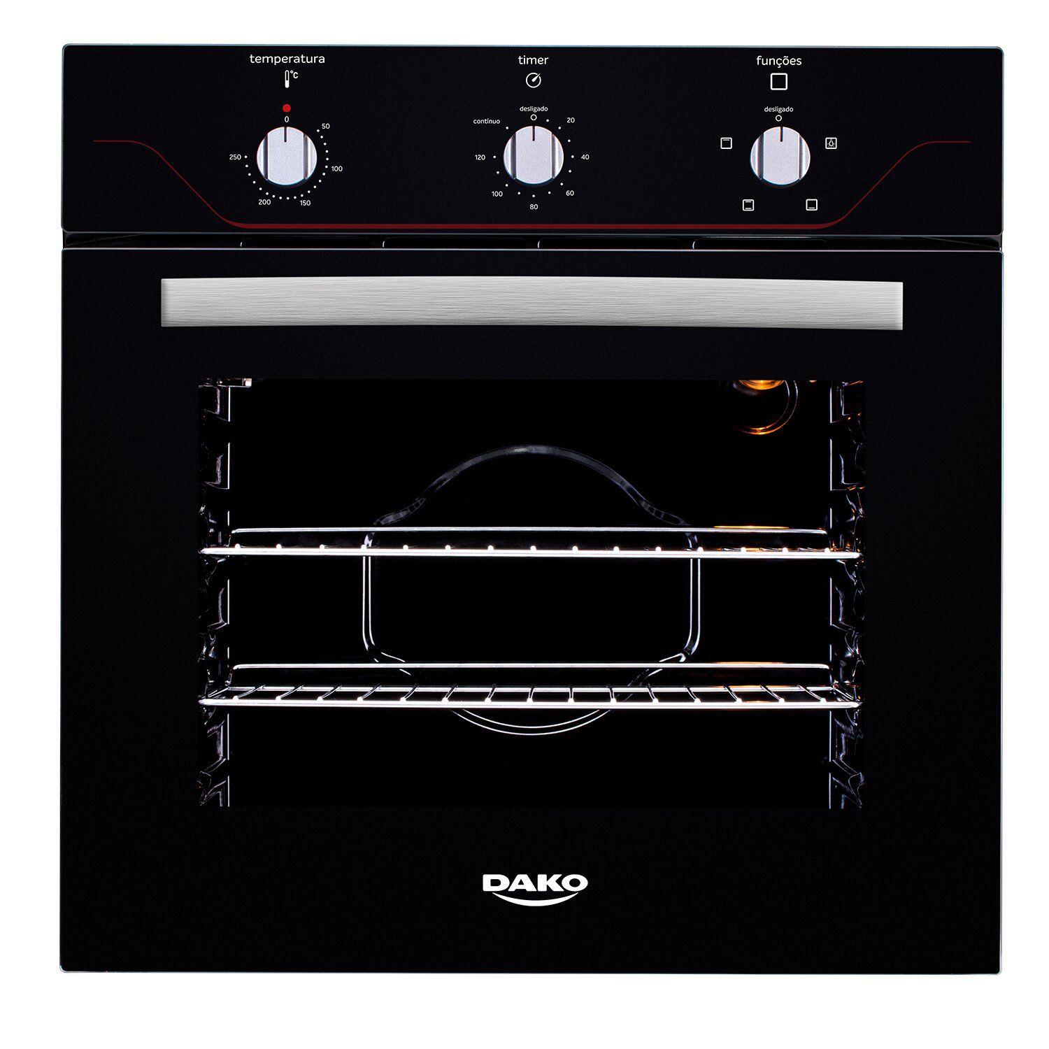 Forno de Embutir Elétrico Preto 60 Litros com Grill e Timer Dako ...