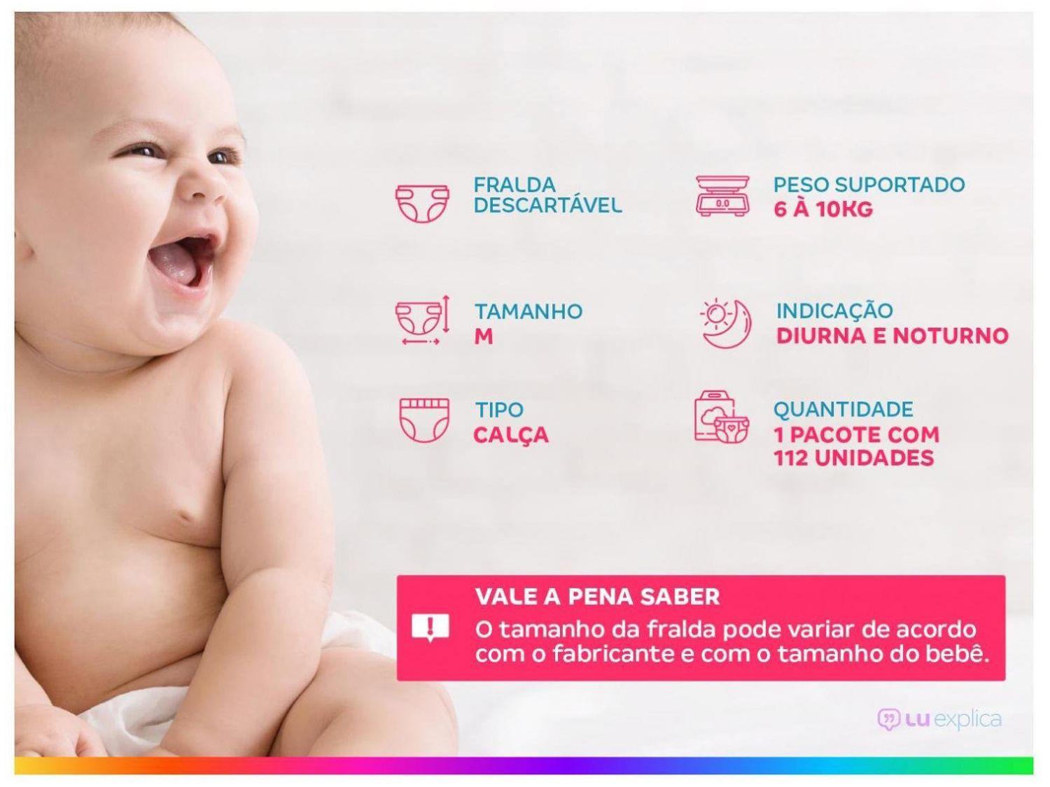 Fralda Calça Pampers Pants Ajuste Total Tam. M 6 a 10kg 112 Unidades