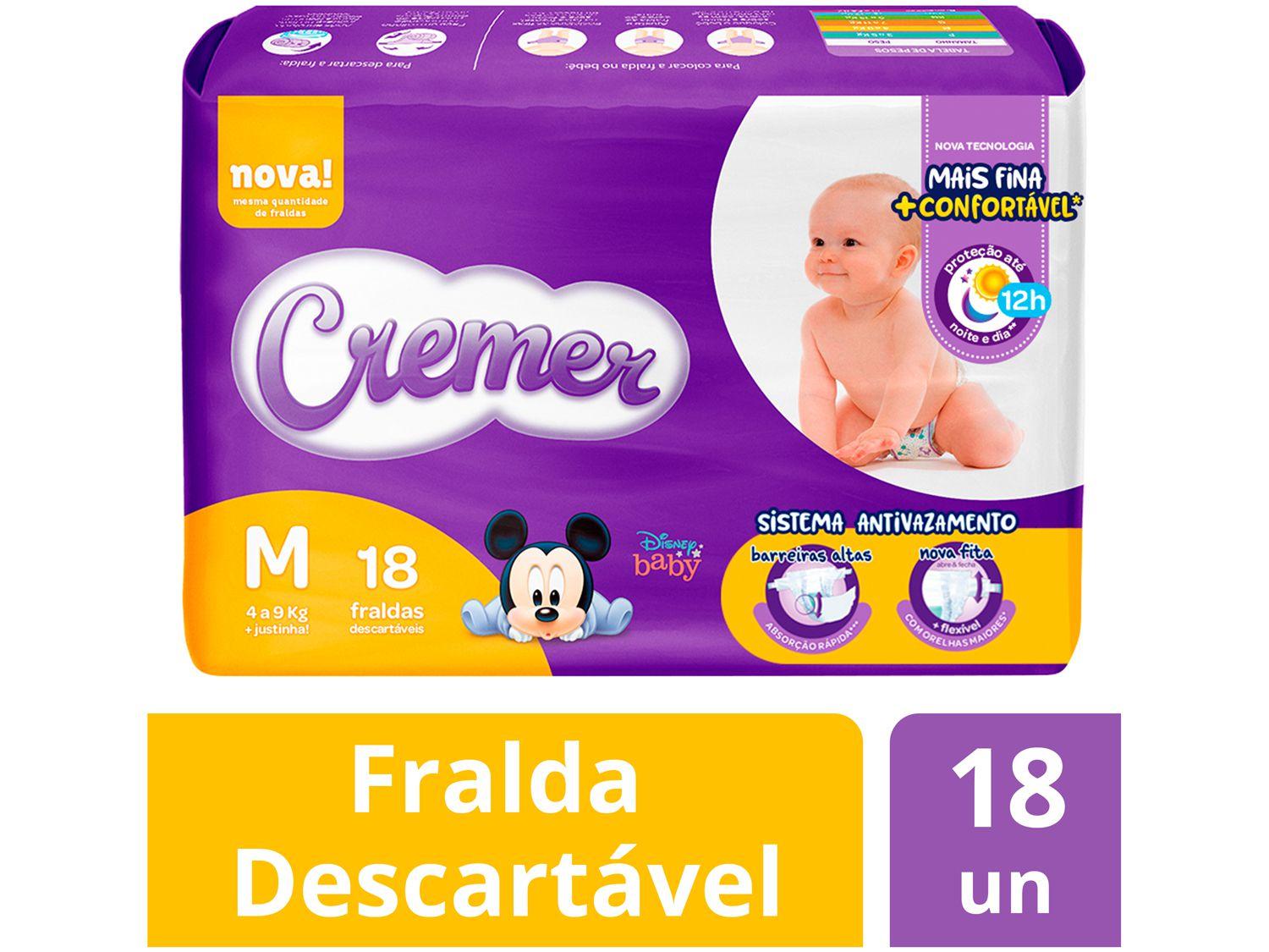 Fralda Cremer Disney Baby Tam. M - 4 a 9kg 18 Unidades - Fralda ...
