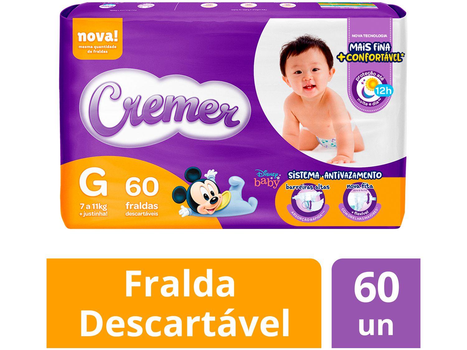 Fralda Descartável Infantil Cremer Magic Care G Pacote 60, 60% OFF