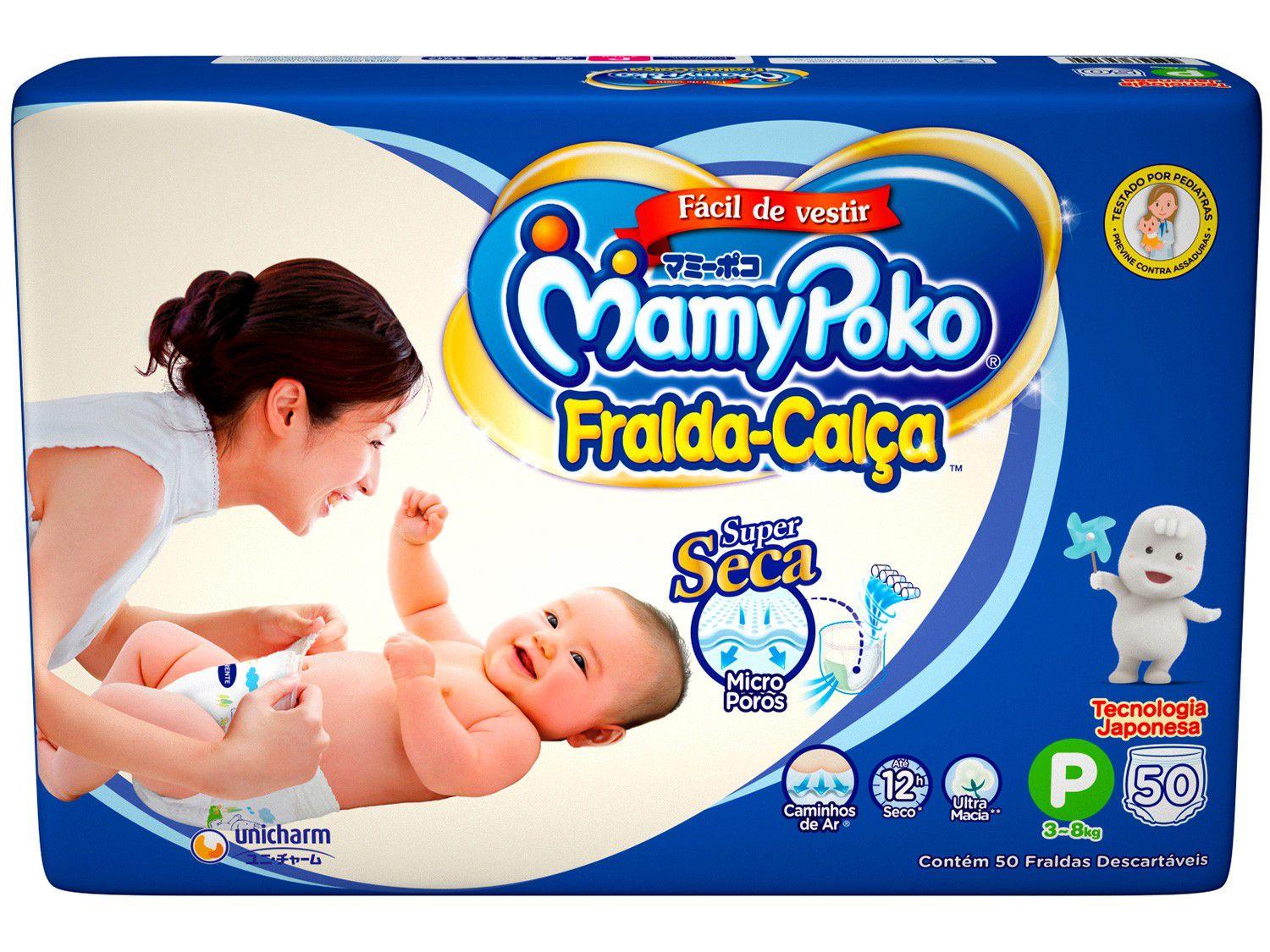 Fralda MamyPoko Calça Tam. P - 3 a 8kg 50 Unidades - Fralda Descartável ...