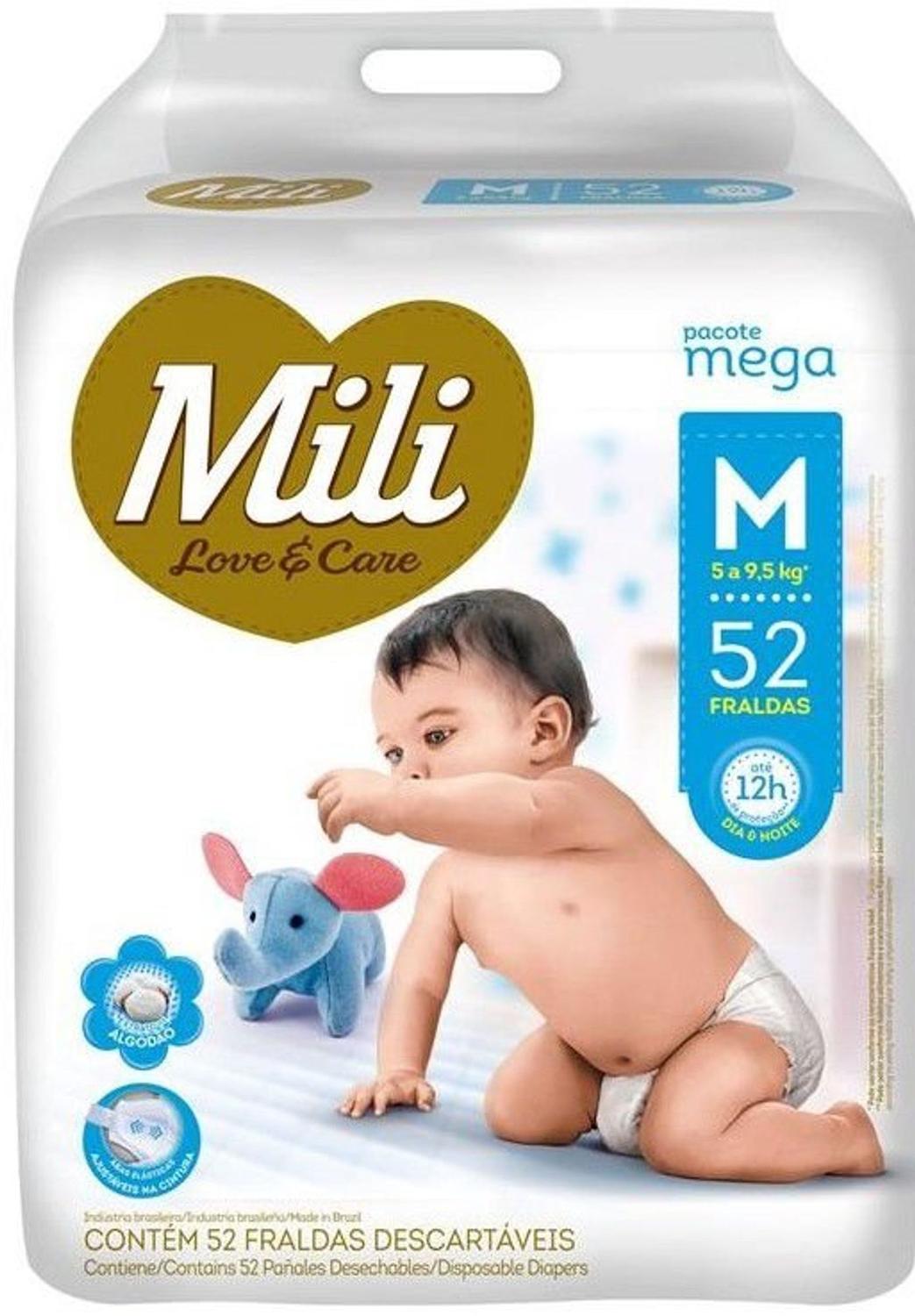 Fralda Mili Love e Care M 52 unidades - Fralda Descartável - Magazine Luiza