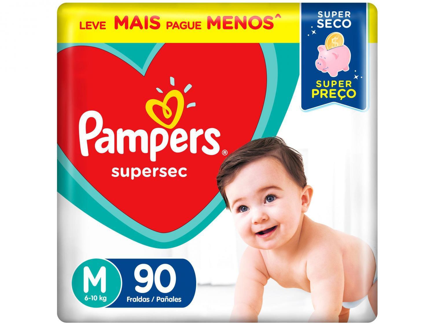 Fraldas Pampers Supersec Tam. M - 6 a 10kg 90 Unidades - Fralda ...
