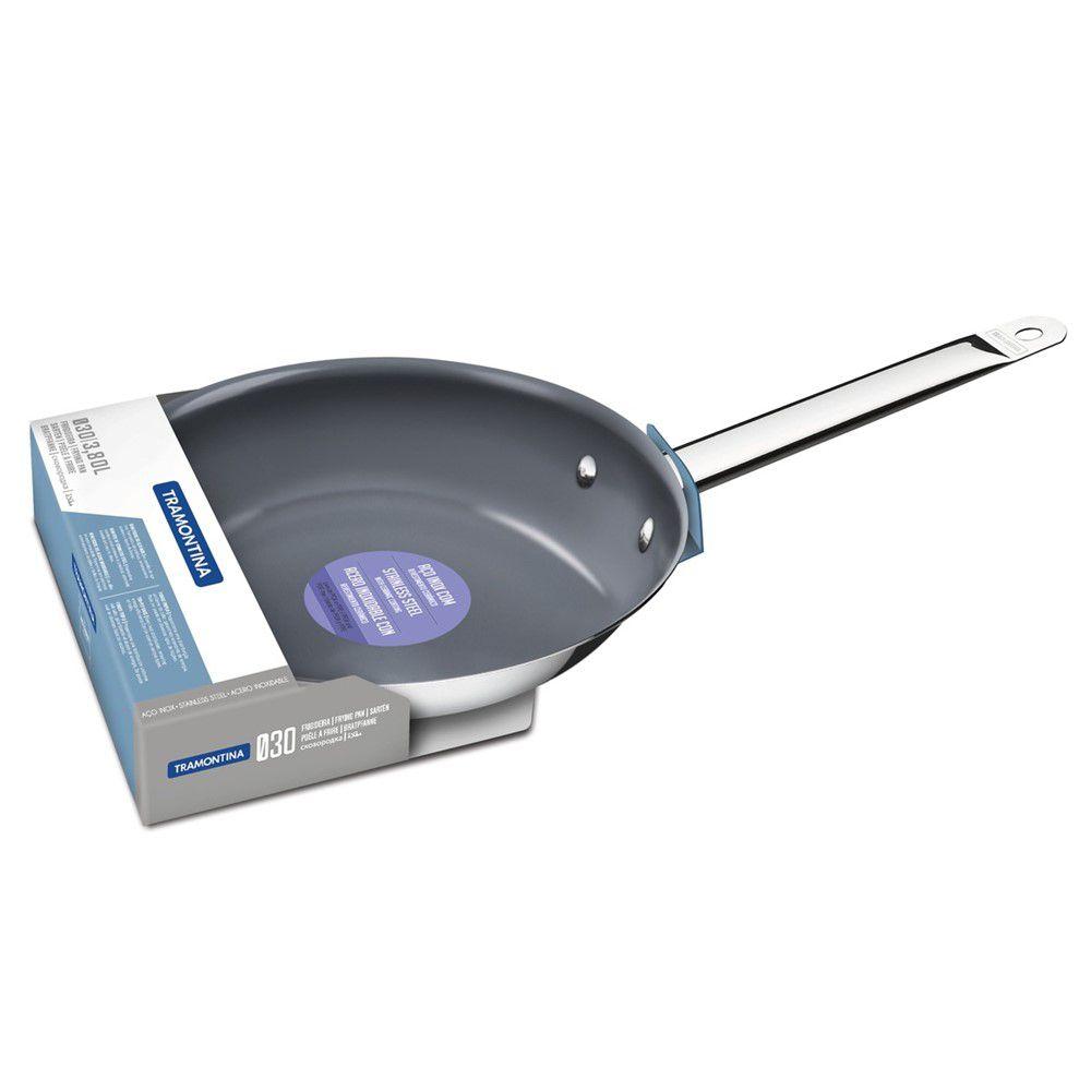 Frigideira Antiaderente Profissional Tramontina Inox 30 cm Fundo Triplo ...