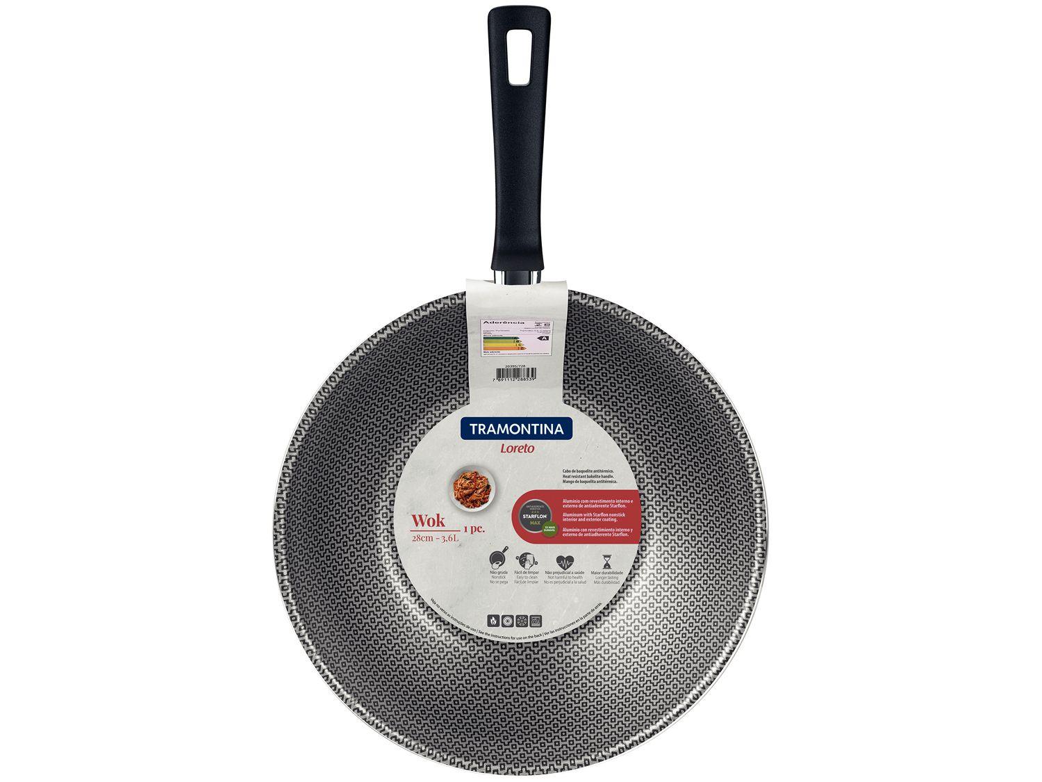 Frigideira Antiaderente Tramontina Wok de Alumínio Funda Loreto Vermelha 28cm